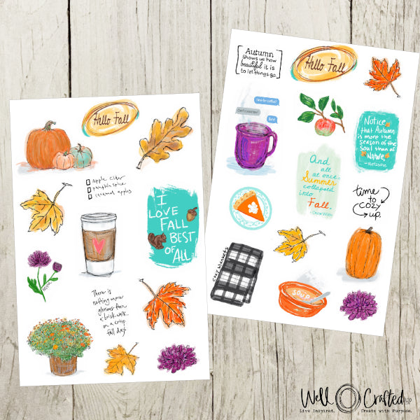 Hello Fall Stickers Design – Well Crafted Studio